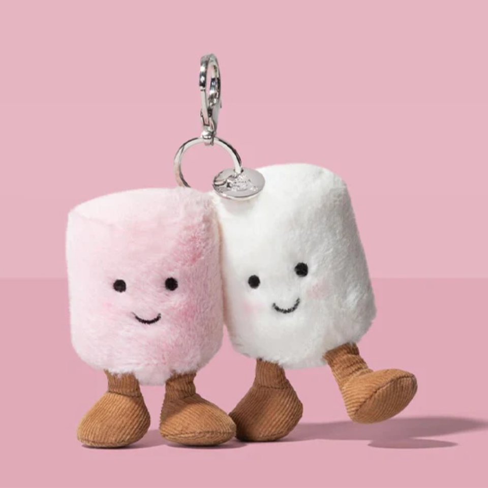 Jelly Cat Keychain Cute Marshmallows Keychain Bag Charm Pink & White ...