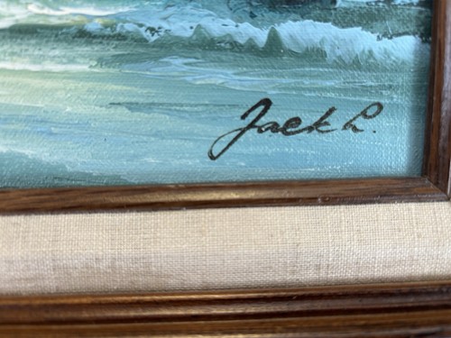 California Coast Seascape Oil Painting on Board Signed Artist Jack Linn ...