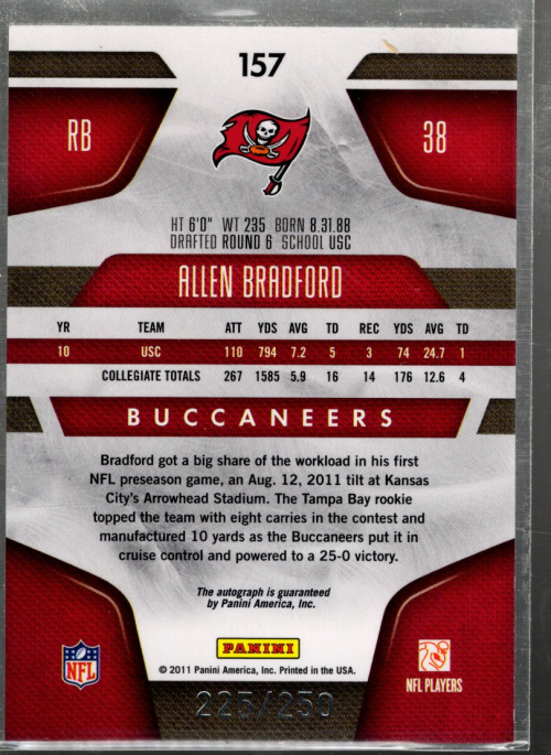 A5277- 2011 Certified Miroir Rouge Signatures #157 Allen Bradford Auto ...