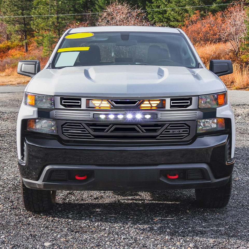 Matte Black Armor Grille w/LED Lights For 19-21 Chevrolet Silverado ...