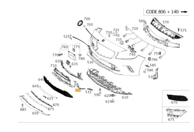 Mercedes-Benz a W176 Front Bumper Center Right Cover A1768853600 OEM ...