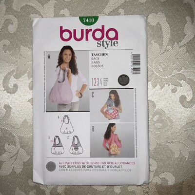 Burda 7410 Purse Shoulder Bags Three Variations UNCUT Sewing Pattern FF ...