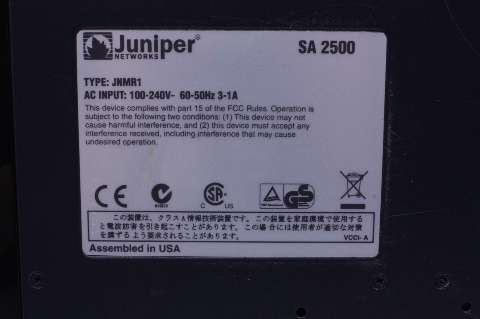 Juniper SA2500 JNMR1 TYPE JNMR1 SECURE ACCESS SSL VPN BASE | eBay