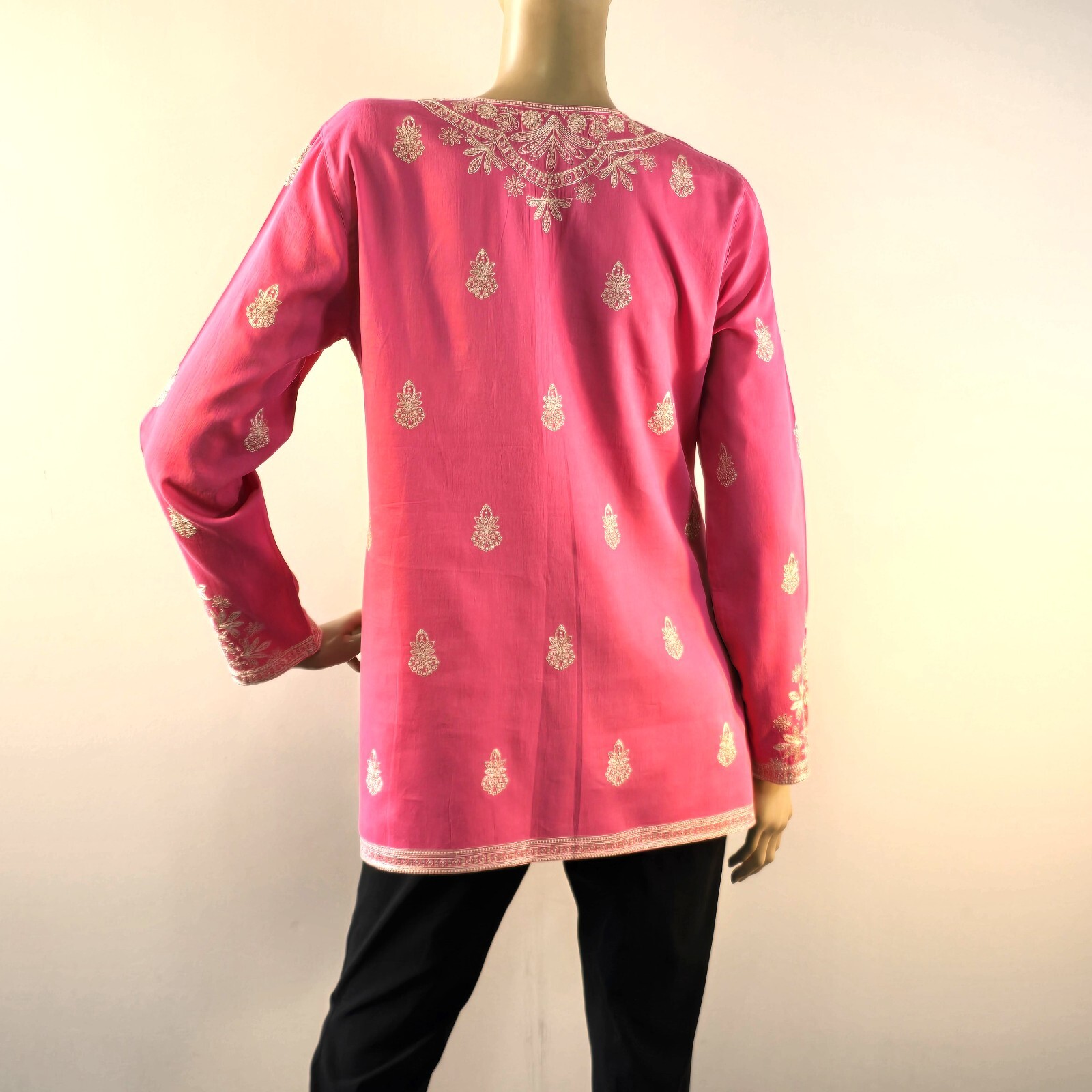 Sigrid Olsen Signature Embroidered Pink Tunic Top Womens Sz Small | eBay