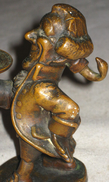 ANTIQUE GORHAM BRONZE EDISON LIGHT BULB BUTLER TRAY ADVERTISING MAN ...