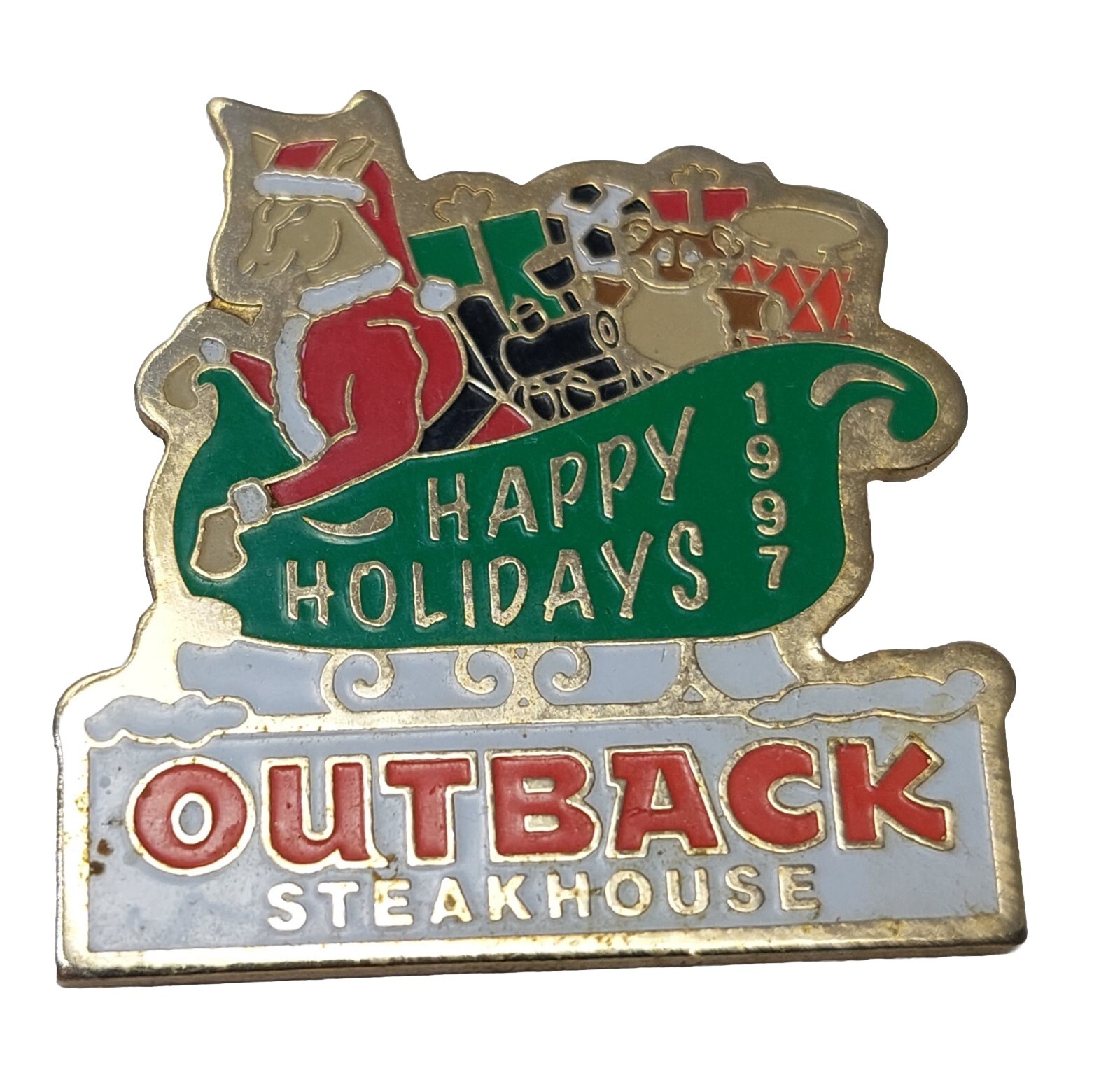 Outback Steakhouse Pin Happy Holidays Merry Christmas 1997 Employee ...