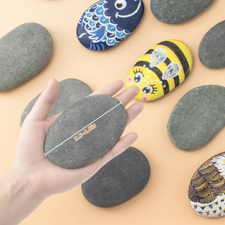 20 PCS Large River Rocks for Painting - Smooth Flat Stones for Crafts ...