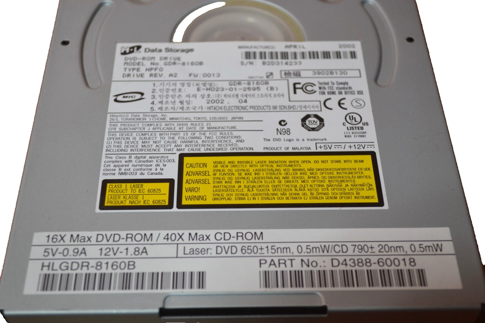 Internal Drive H-L GDR-8160B DVD-ROM Drive 5.25 Inch 16X DVD-ROM 40X CD ...