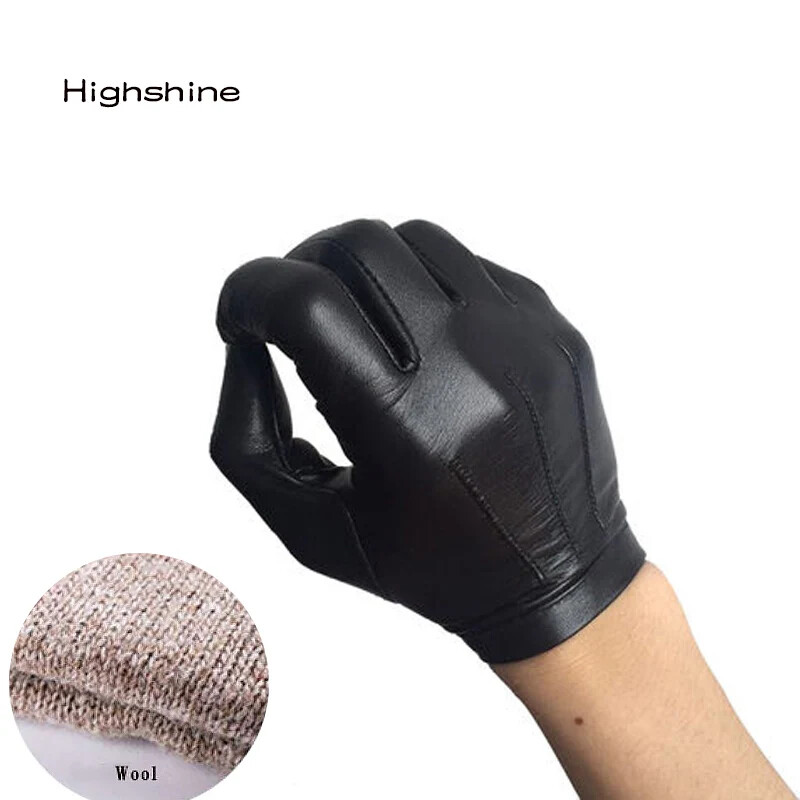 Men's Unlined Thin Leather Gloves Wrist Button Tight-Fitting Leather ...