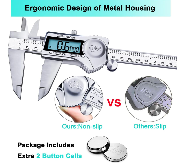 Digital Caliper, 8 Inch Caliper Measuring Tool with Stainless Steel ...