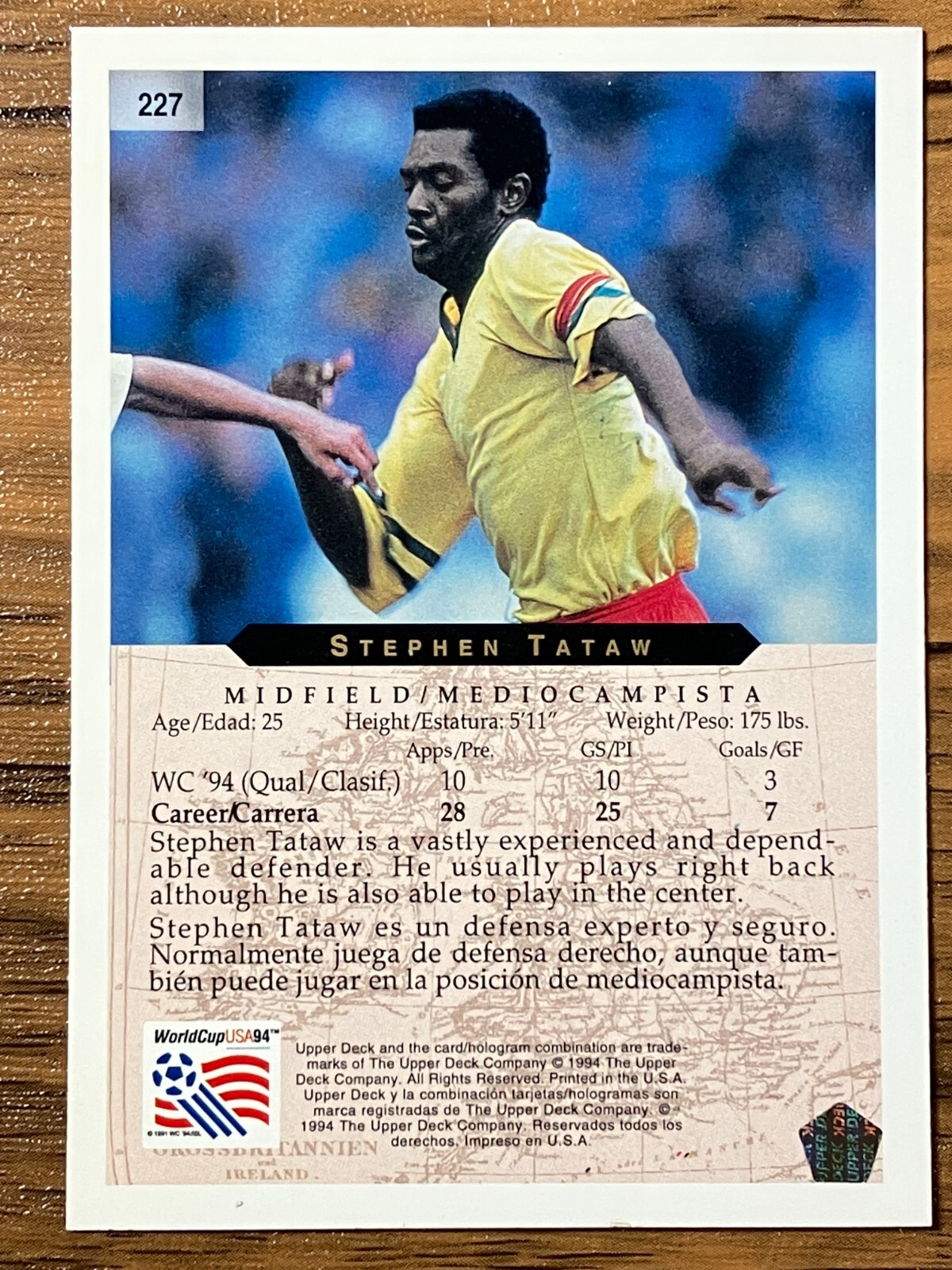 1994 Upper Deck World Cup English/Spanish - #227 Stephen Tataw for sale ...