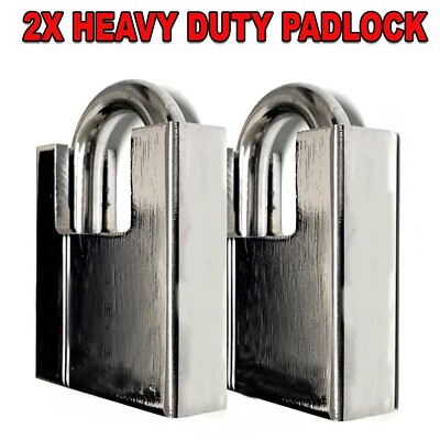 2X HEAVY DUTY PADLOCK ARMOURED SECURITY LOCK OUTDOOR SHED WAREHOUSE 3 ...