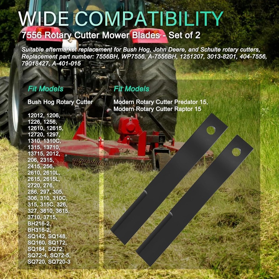 2 Pack 7556BH Blade fits Bush Hog 1315 206 2315 2415 256 2610 2615 2720 ...