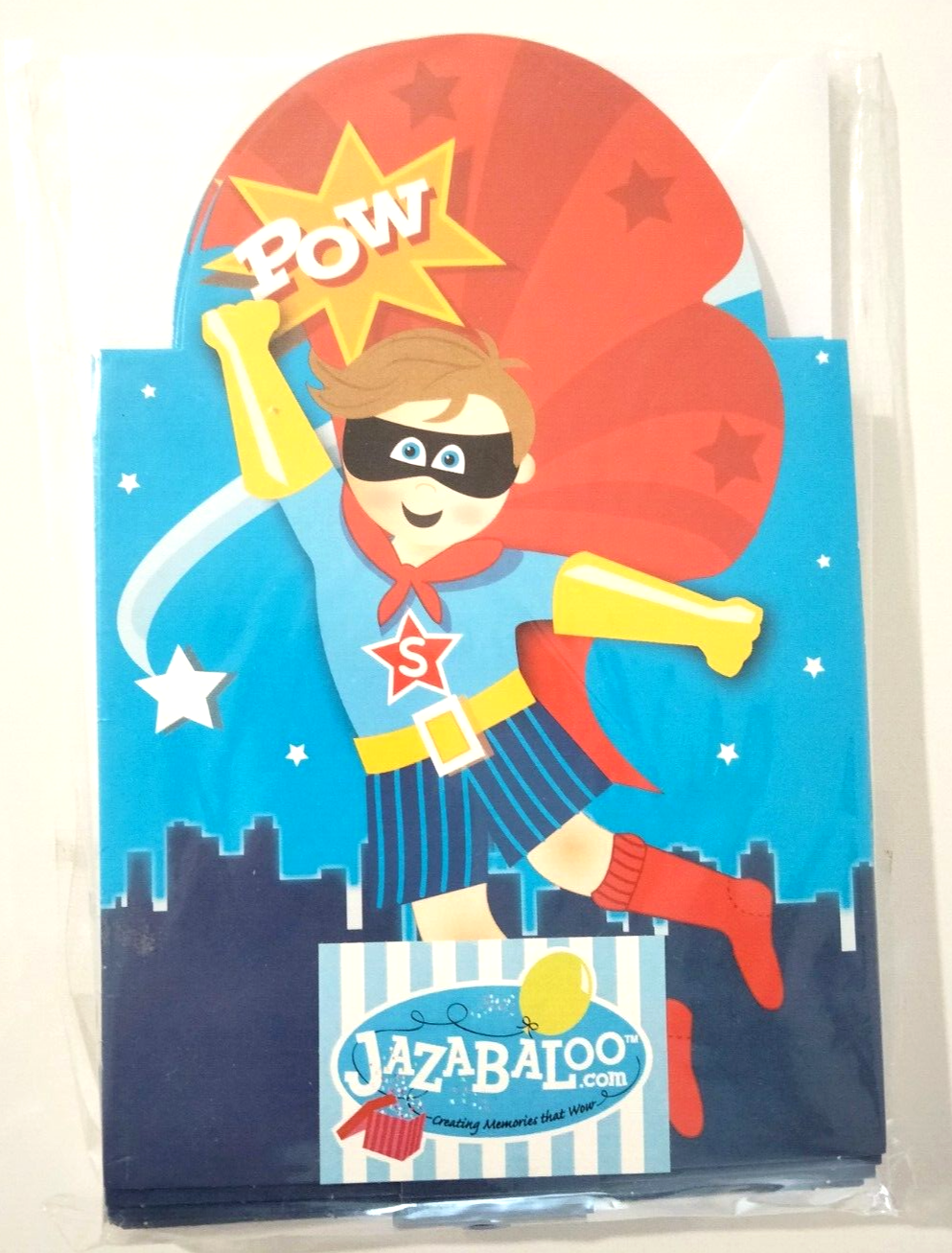 SuperHero Masked Fans Pow! Zap! Birthday Party Invitations & White ...