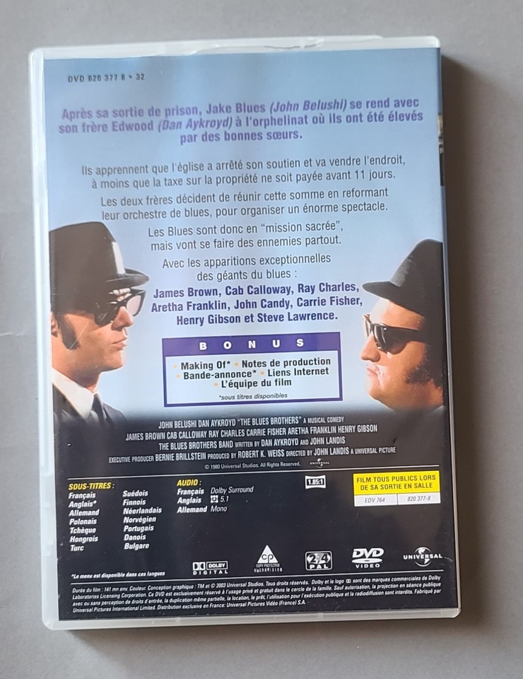 DVD THE BLUES BROTHERS - John BELUSHI / Dan AYKROYD / Carrie FISHER ...