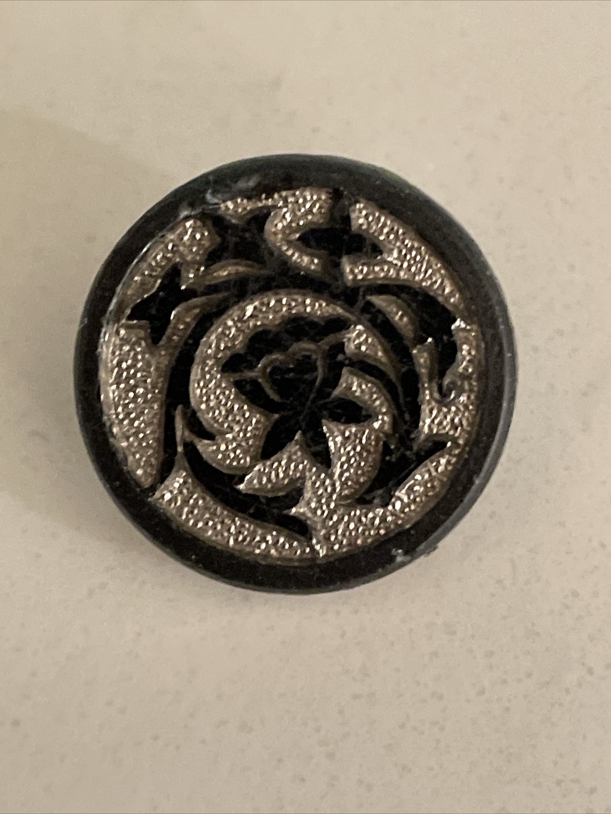 Black Glass Antique Metal Loop Shank Ivy Design Button | eBay