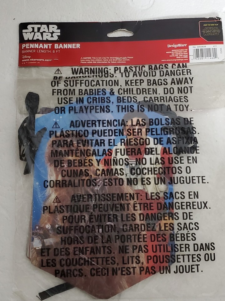 SEALED NEW Star Wars The Force Awakens Happy Birthday Banner 8 ft Long ...