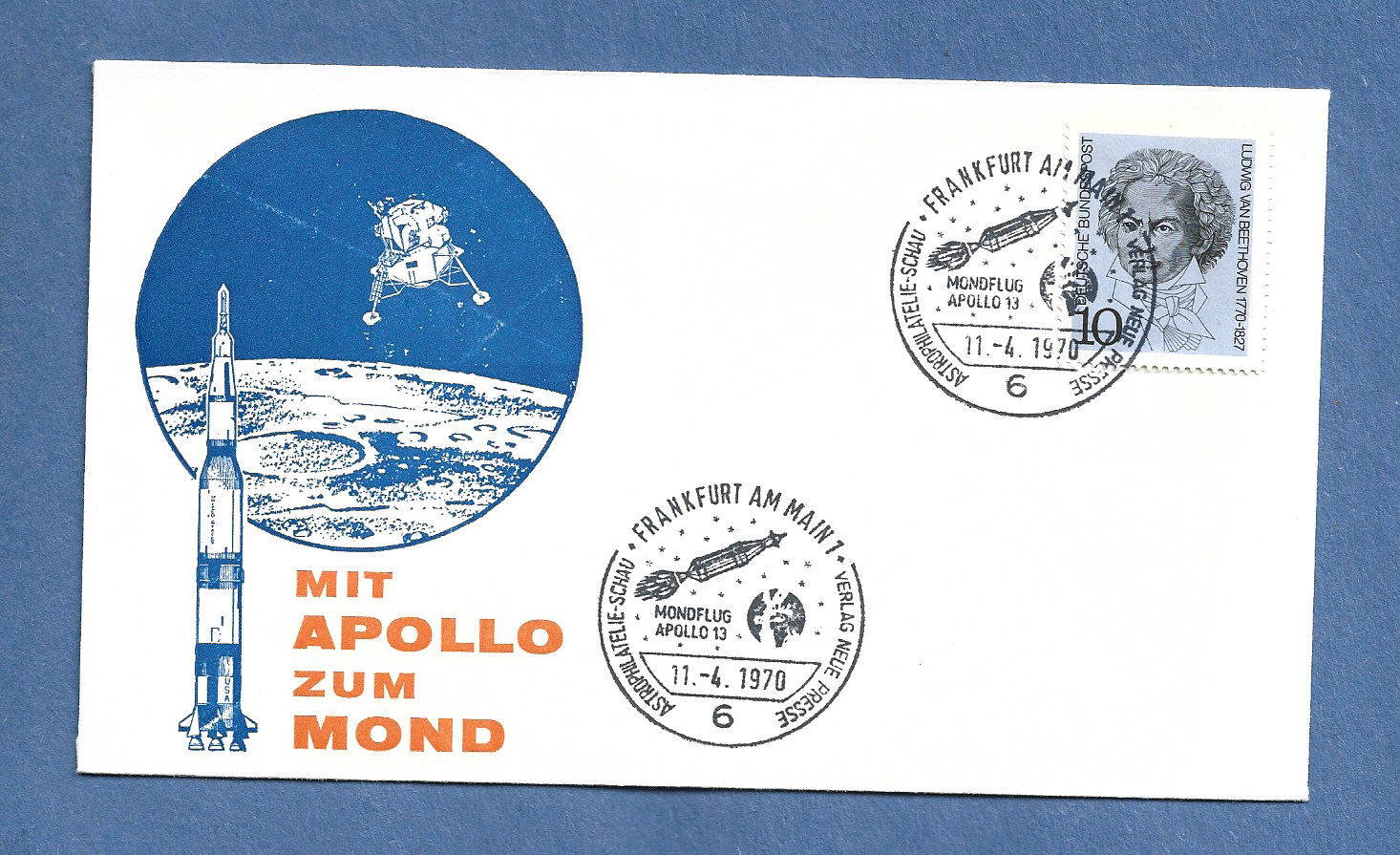 APOLLO 13 LAUNCH APR 11,1970 FRANKFURT GERMANY TRACKING SPACE COVER ...