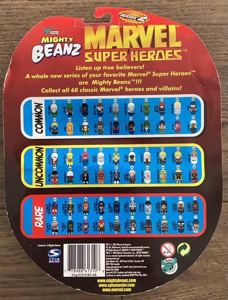 Mighty Beanz Marvel Super Heroes Series 2 Includes 5 Beans Spin Master ...