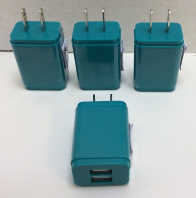 Wireless Gear 2 Port Wall Charger Plug Adapter, Teal, Lot of 4, Free ...
