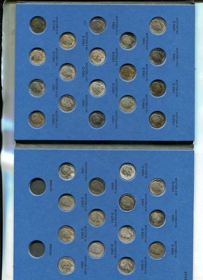 1946 - 1964 D S P ROOSEVELT SILVER DIME 48 COIN SET CIRC AU BU W/FOLDER ...