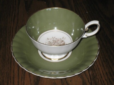 Vintage Susie Copper Cup & Saucer Bone China England Green Cello | eBay