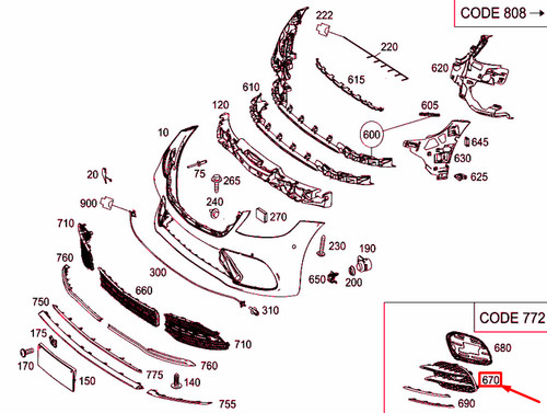 NEW MERCEDES-BENZ S W222 FRONT BUMPER RIGHT GRILLE A2228857300 OEM | eBay