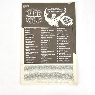 Game Genie Code Update Manual Super Nintendo SNES Special Edition 50 More Games | eBay