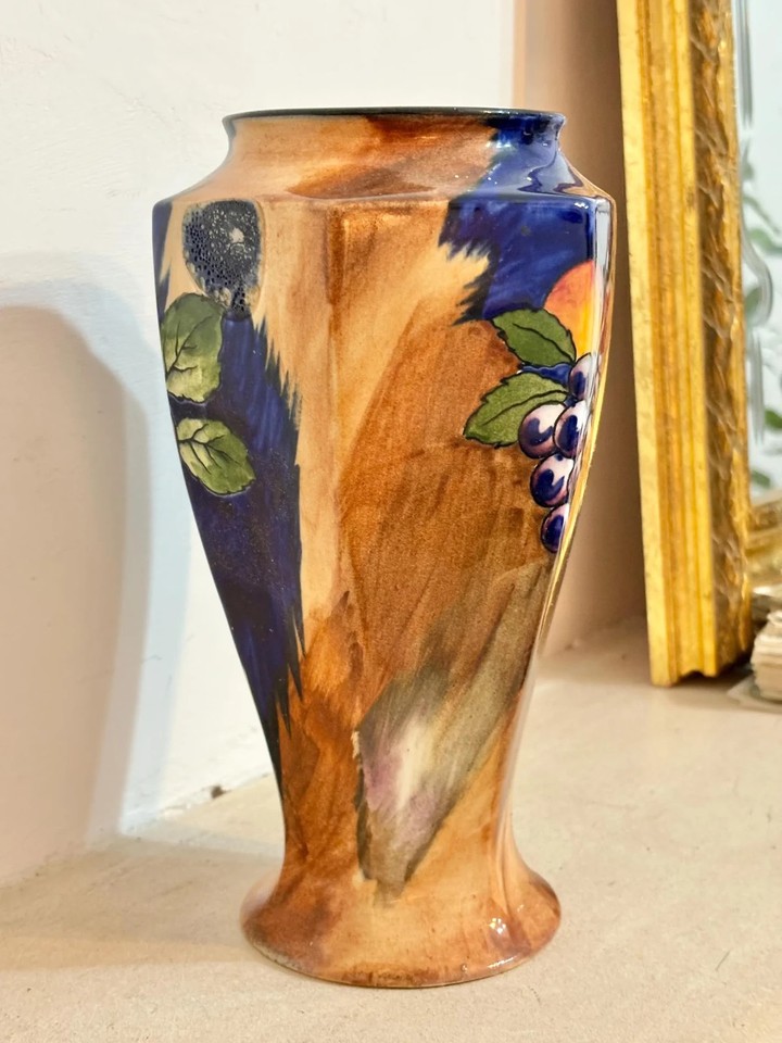Vintage H&K Tunstall English Art Pottery Vase With Fruit Motif Pattern ...