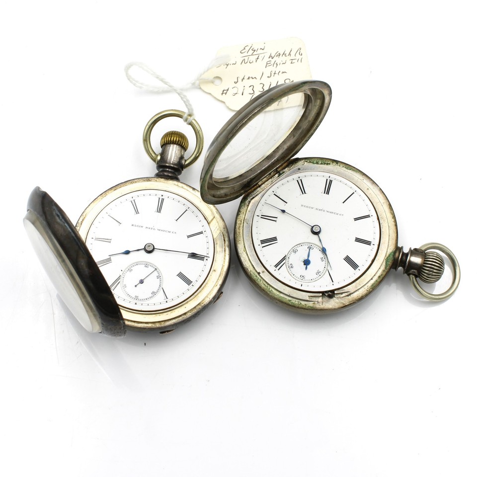 1879-1887 Elgin Coin Silver Grade 9-99 7-13j Pocket Watches Lot of 4 # ...