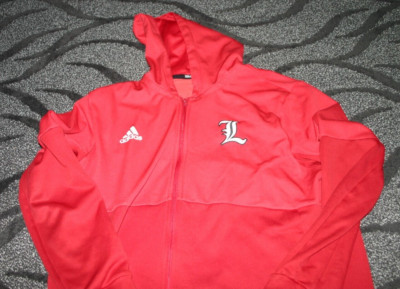 Louisville Cardinals Football team issued full zip red jacket w hood ...
