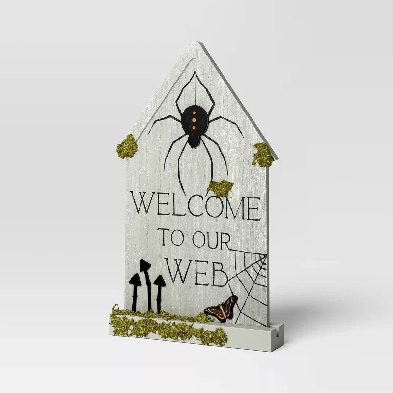 Target 16" Wood Spider Sign Halloween WELCOME TO OUR WEB Hyde & EEK | eBay