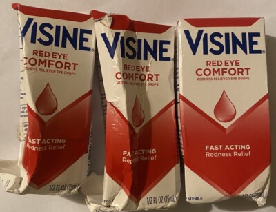 Lot Of 3 Visine Red Eye Comfort Redness Relief Eye Drops 0.5oz Exp Date ...