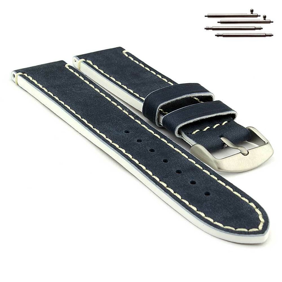 Men's Genuine Leather Watch Band Strap Spring Bars 18 20 22 24 PORTO MM ...
