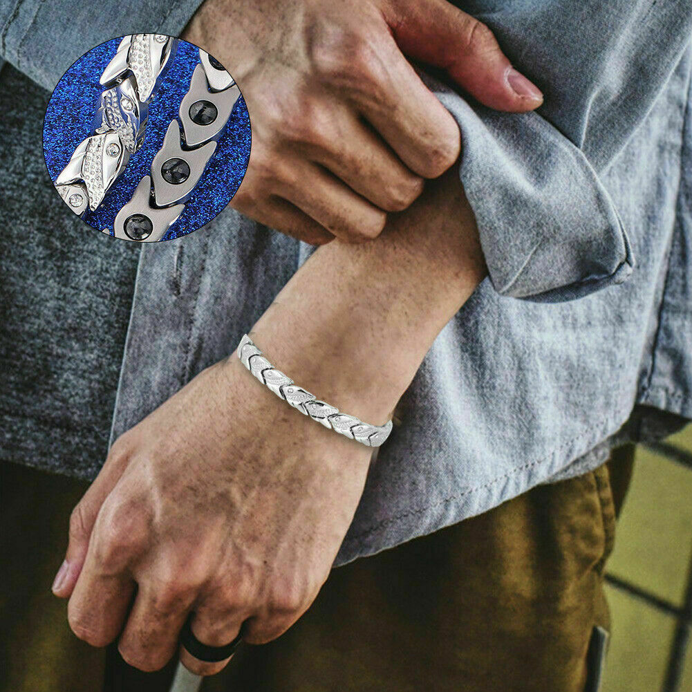 Women Men Therapy Energy Healing Bracelet Steel Magnetic Health Care ...