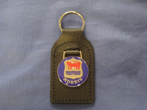 LEATHER MORRIS BLUE & RED KEY RING FOB | eBay Australia