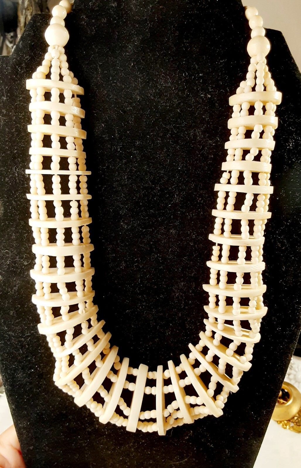 EXTREMELY RARE Buffalo Bone Hand Carved Tribal Neckla… - Gem