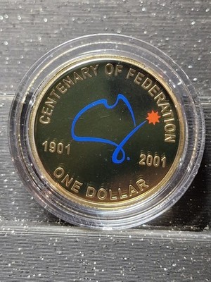 2001 Federation Proof One 1 Dollar Coin - Coloured Ex Proof Set ...