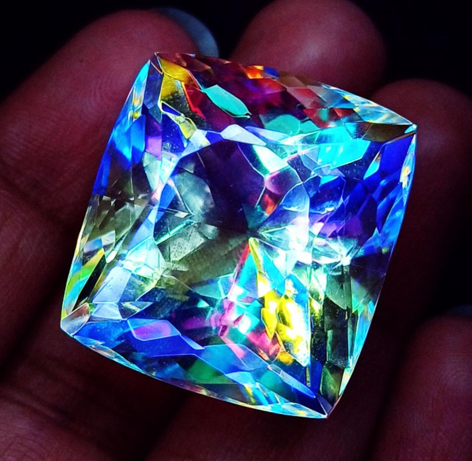 Mystic Quartz Cushion Shape 72.80 Ct Certified Loose Gemstone With Free ...