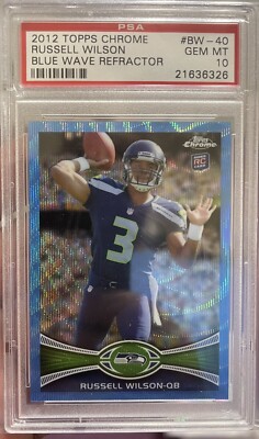 2012 Topps Chrome Russell Wilson Blue Wave Refractor Ref #BW-40 PSA 10 ...