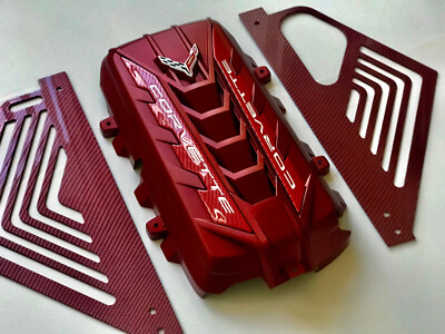 2020/25 CORVETTE C8 ENGINE COVER EDGE RED CARBON FIBER APPEARANCE ...