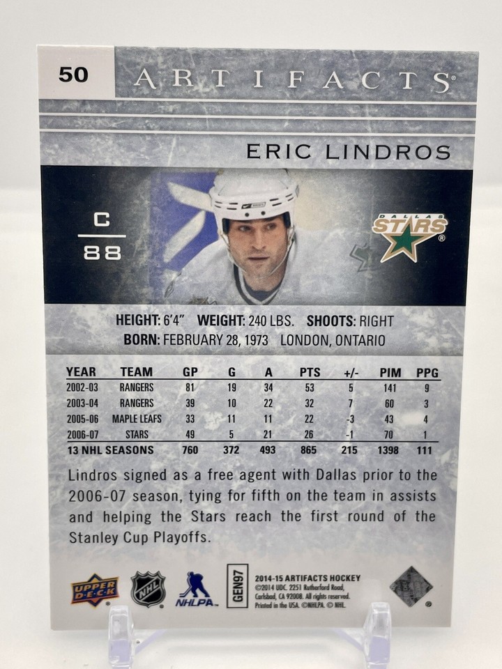 2014-15 Artifacts Stars Hockey Card #50 Eric Lindros | eBay