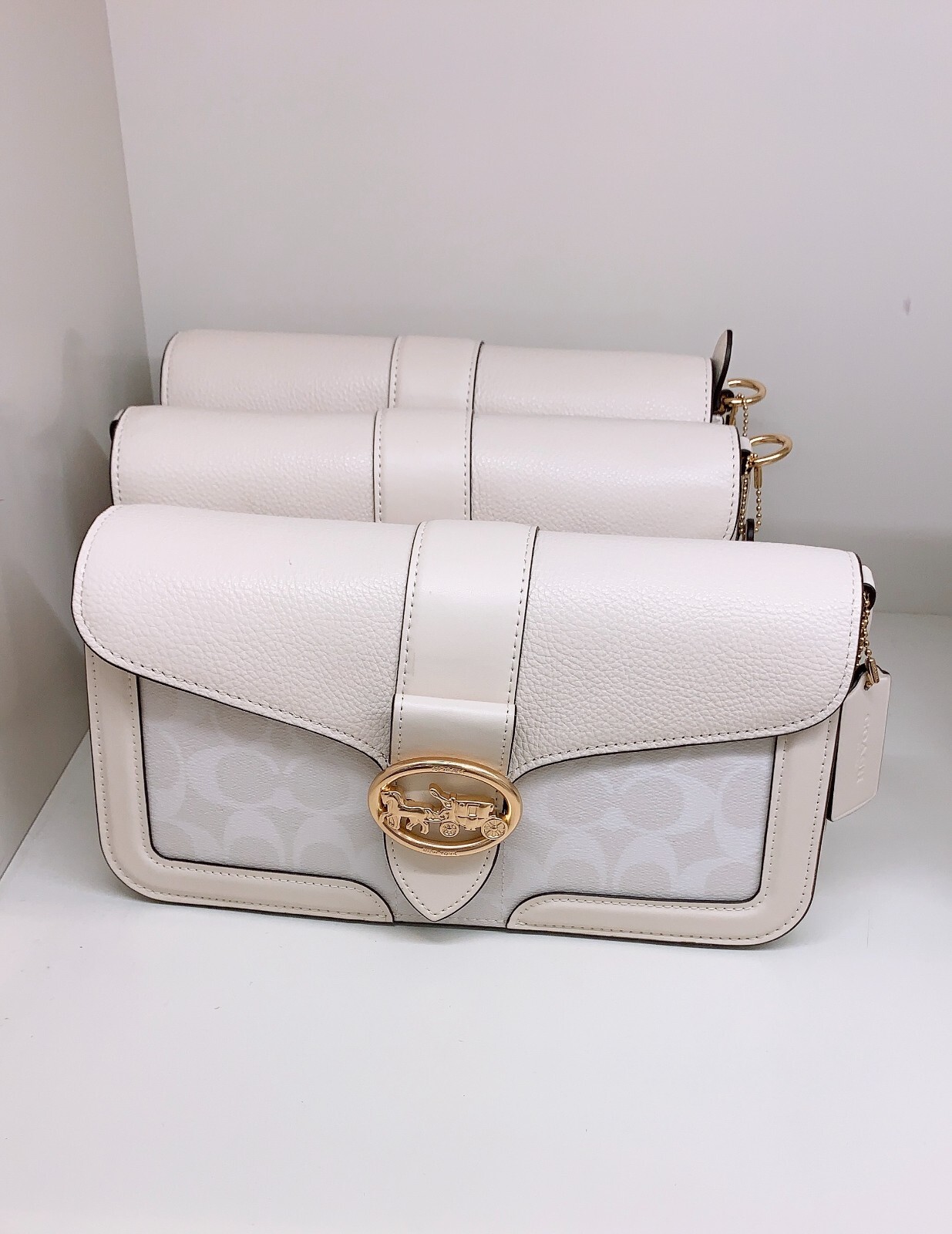 NWT Coach Georgie Shoulder Bag In Signature c4067 Chalk | eBay