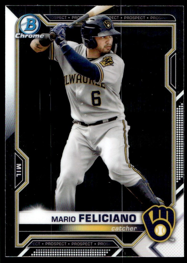 2021 Bowman Chrome Prospects Mario Feliciano G417 Milwaukee Brewers # ...