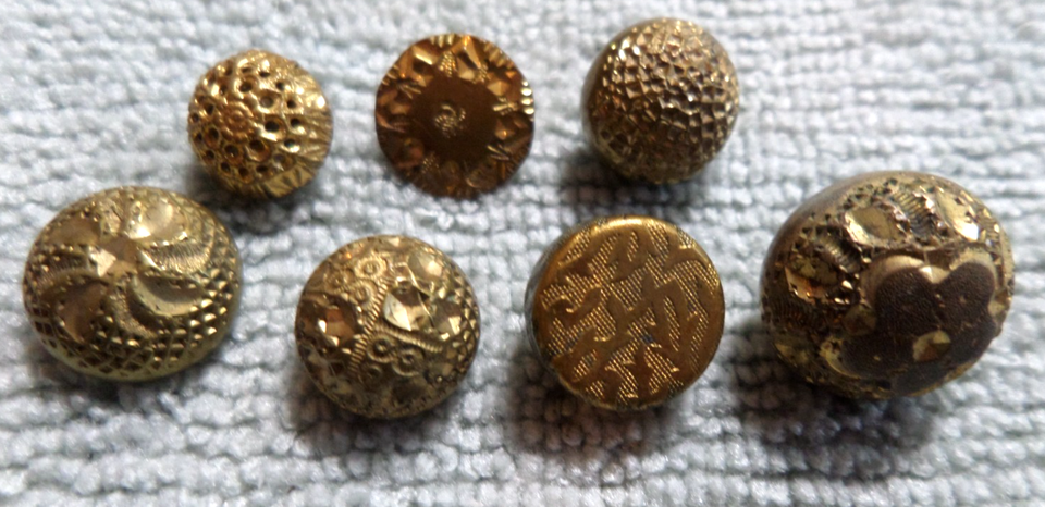45 Vintage Antique GILT Gold Metal Buttons VARIOUS PATTERNS | eBay