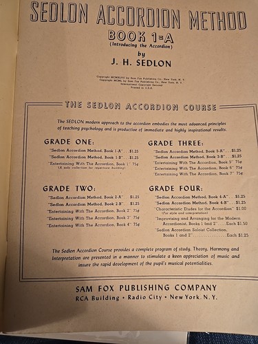 Sedlon Accordion Method J H Sedlon Book 1-A Revised Edition Sam Fox ...