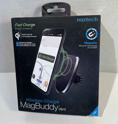 Brand New NAZTECH Magbuddy Wireless Car Charger VENT Mount Qi Magnetic ...