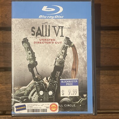 Saw VI (Blu-ray, unrated directors cut, 2009) * Blockbuster Video Box ...