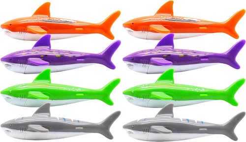 8 Pcs Pool Torpedo Diving Swimming Toys Underwater Shark Dive Throwing ...