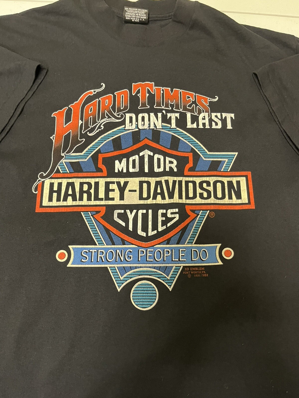 Harley Davidson Mens 3D Emblem T-Shirt Hard Times Don… - Gem